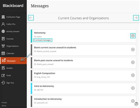 blackboard ultra base navigation messages academic technology nexus
