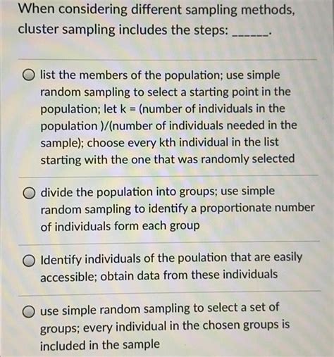 [answered] When Considering Different Sampling Methods Cluster Sampling Kunduz
