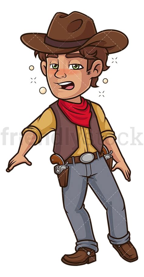 愤怒的牛仔卡通剪纸矢量友好股票 Manbet 万博