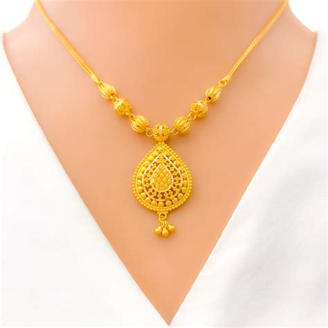 Classy Elevated Orb 22k Gold Necklace Set Andaaz Jewelers
