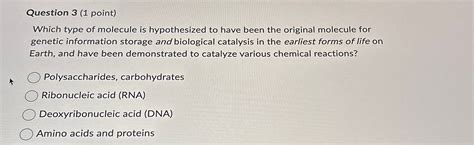 Solved Question 3 1 ﻿point Which Type Of Molecule Is