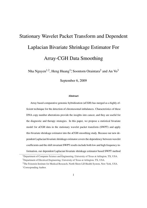 Pdf Stationary Wavelet Packet Transform And Dependent Laplacian
