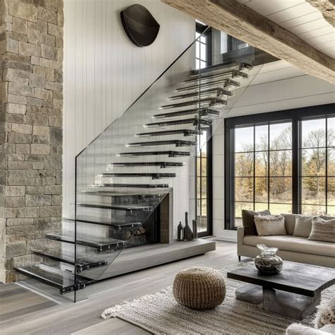 Farmhouse Takes On Modern Stunning Floating Staircase Ideas