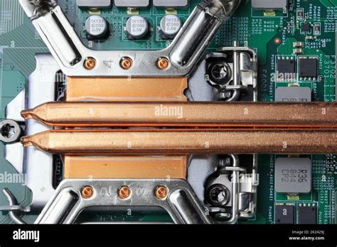 Close Up Heat Sink Or Heat Pipe Or Computer Processor Cooler Or