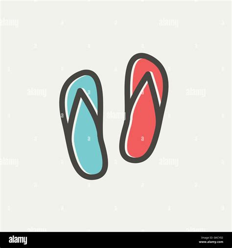 Beach Slippers Thin Line Icon Stock Vector Image And Art Alamy
