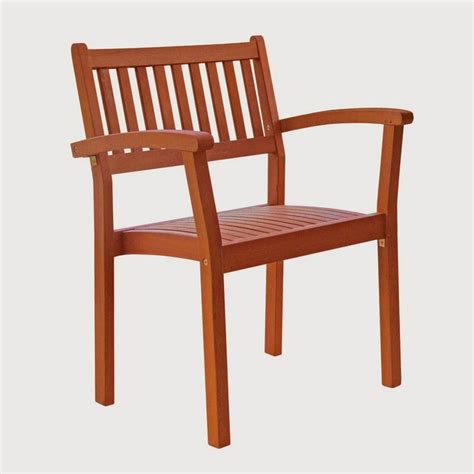 Vifah Eucalyptus Stackable Patio Dining Chair At