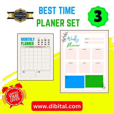 3 Page Digital Time Planner Best Pdf Monthly Weekly Daily