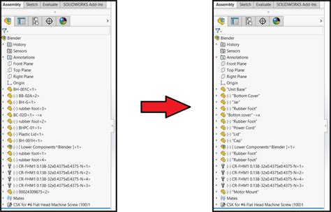 Customize SOLIDWORKS FeatureManager With Component Name