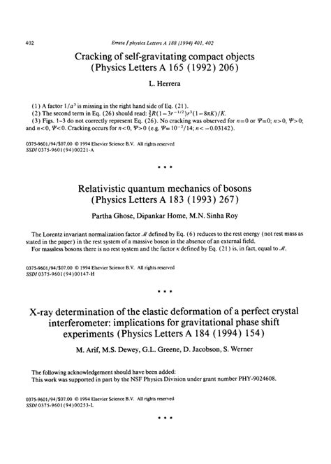 Pdf Cracking Of Self Gravitating Compact Objects Physics Letters A