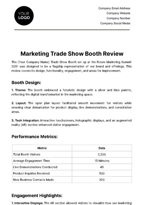 Free Marketing Trade Show Booth Review Template To Edit Online