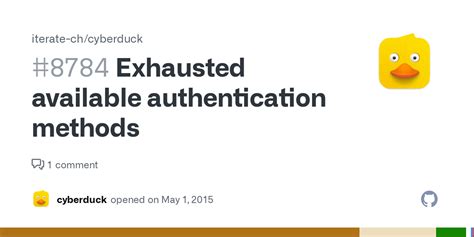 Exhausted Available Authentication Methods · Issue 8784 · Iterate Ch