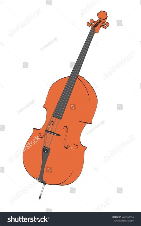 2d Cartoon Illustration Bass Musical Instrument Stock Illustration