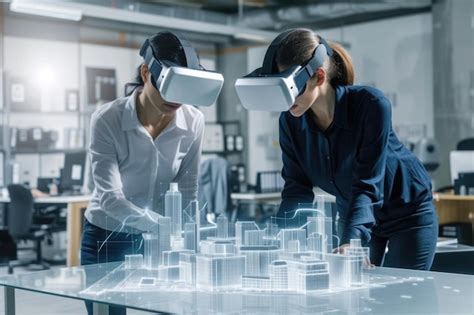 Premium Photo Architects Use Ar Headsets For 3d City Modeling