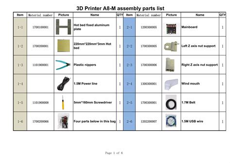 Anet Double Sprinkler 3d Printer A8 M Assembly Parts List Pdf