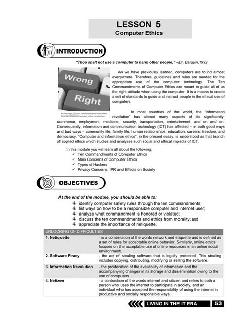 Lesson 5 Computer Ethics Pdf