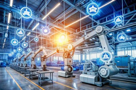 Ai And Iot In Industry 4 0 Smart Factory Automation Concept Stock Illustration Illustration Of