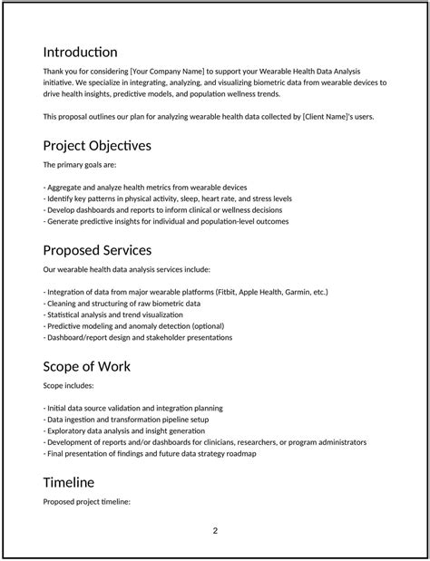 Wearable Health Data Analysis Proposal Free Template