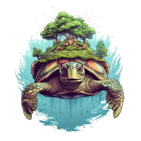 Premium Photo A Turtle With A Tree On Its Head And A Tree On Its Back