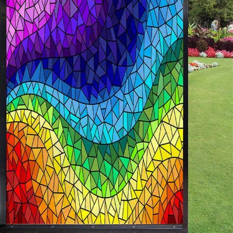 Colorful Elements Arranged In The Rainbow Spectrum Privacy Film Stained