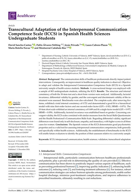 Pdf Transcultural Adaptation Of The Interpersonal Communication