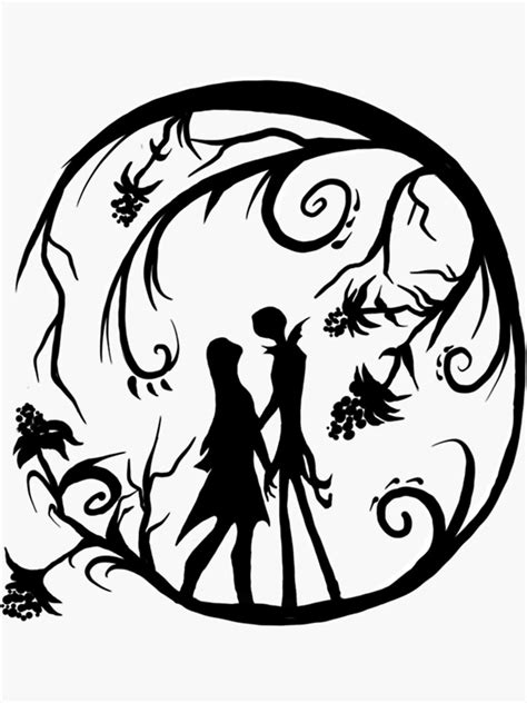 Jack And Sally Silhouette Before Christmas Sticker For Sale By
