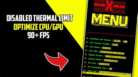Disable Thermal Limit Optimize Game Performance Max Performance