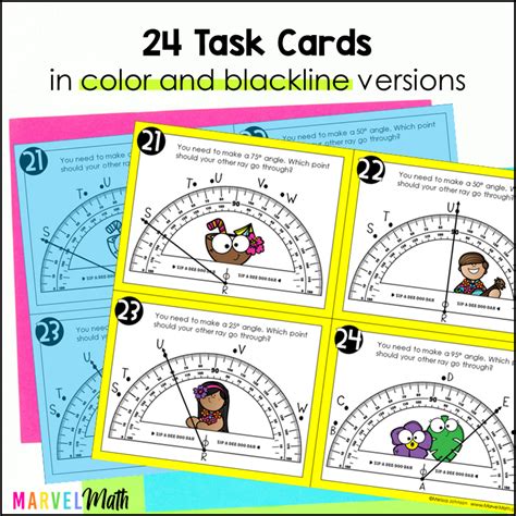 Drawing Angles With Protractors Task Cards Marvel Math