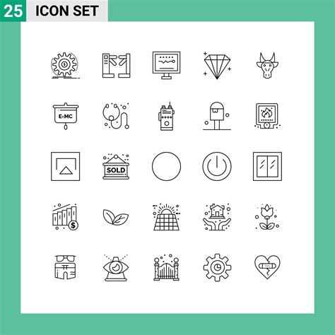Set Of 25 Modern Ui Icons Symbols Signs For Adornment Jewel Underground Diamond Heartbeat