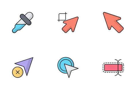 Selection And Cursors Icon Pack 50 Colored Outline User Interface Icons