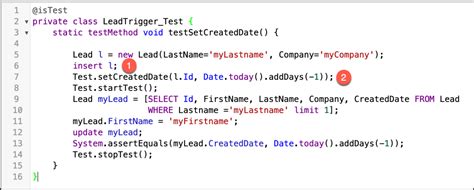 set created date for test class sobject in apex automation champion