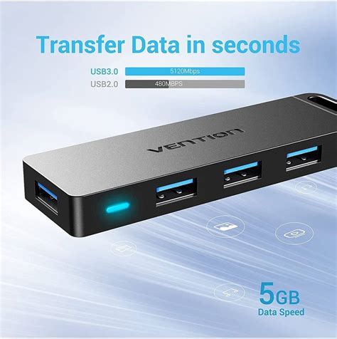 Vention Port Usb Hub With Power Supply Gbps Fast Sync Speed Stable Safe Universal