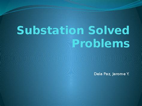 Ppt Substation Solved Problems