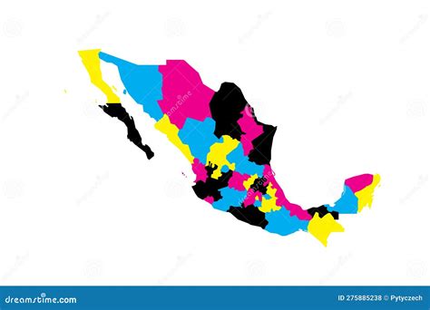 Mapa Político De Divisiones Administrativas De México Stock de ilustración Ilustración de