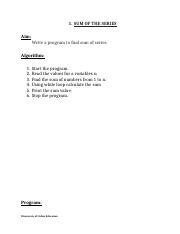 Mca Python Virtual Lab Manual Ii Sem Docx Sum Of The Series Aim Write A Program To