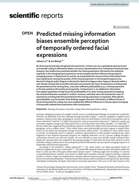 Pdf Predicted Missing Information Biases Ensemble Perception Of Temporally Ordered Facial