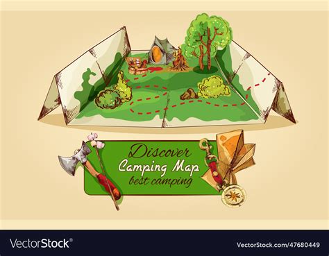 Camping Map Sketch Royalty Free Vector Image Vectorstock