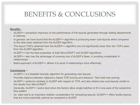 Aldep An Improvement On The Aldep Heuristic Via Department Batching Pptx Computing