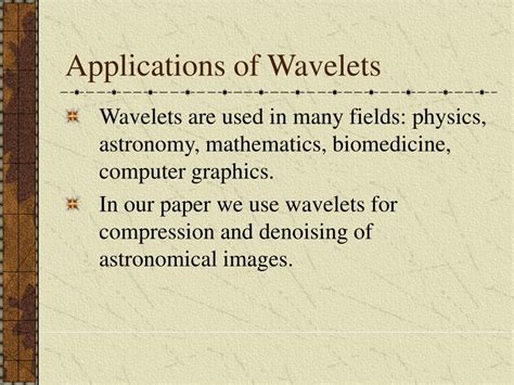 Ppt Compression And Denoising Of Astronomical Images Using Wavelets