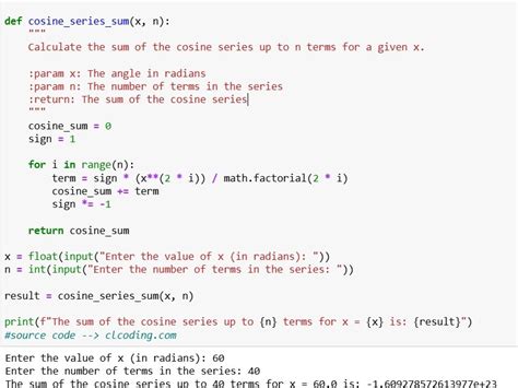 Day 57 Python Program To Find Sum Of Cosine Series ~ Computer