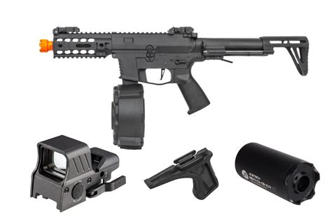 Classic Army ECS PXG 9 AEG Airsoft SMG Field Ready Combo V2 Black