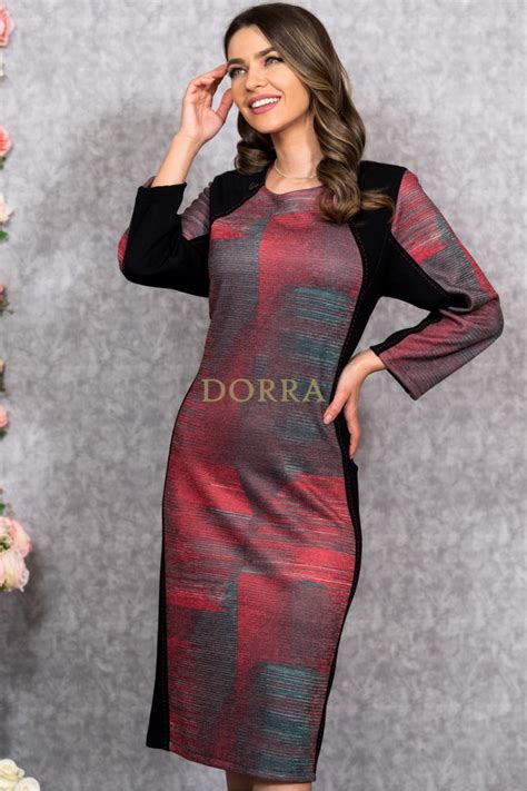 Rochie Mika Din Tricot De Vascoza Cu Croiala Clepsidra Si Nasturi
