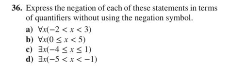 Solved 36 Express The Negation Of Each Of These Statements