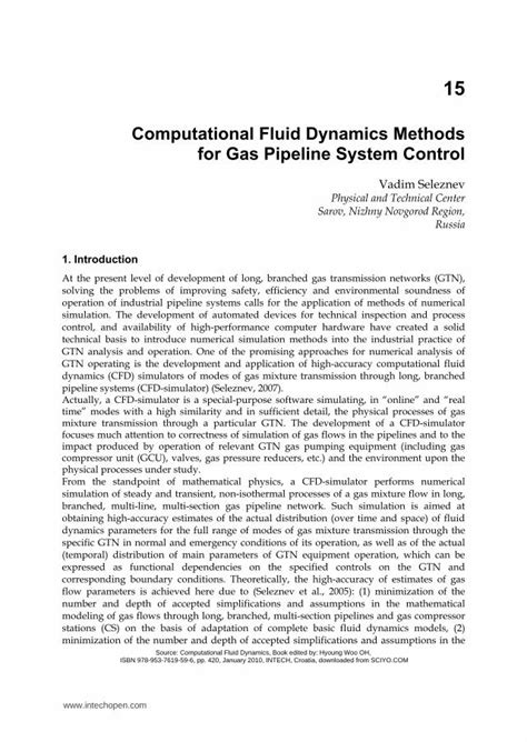 Pdf Computational Fluid Dynamics Methods For Gas Pipeline System