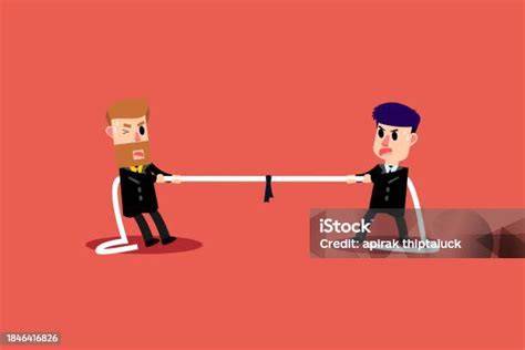비즈니스 경쟁 밧줄의 반대쪽 끝을 당기는 사업가 레드오션 전략 사업 개념 벡터 일러스트 레이 션 개념에 대한 스톡 벡터 아트 및 기타 이미지 Istock