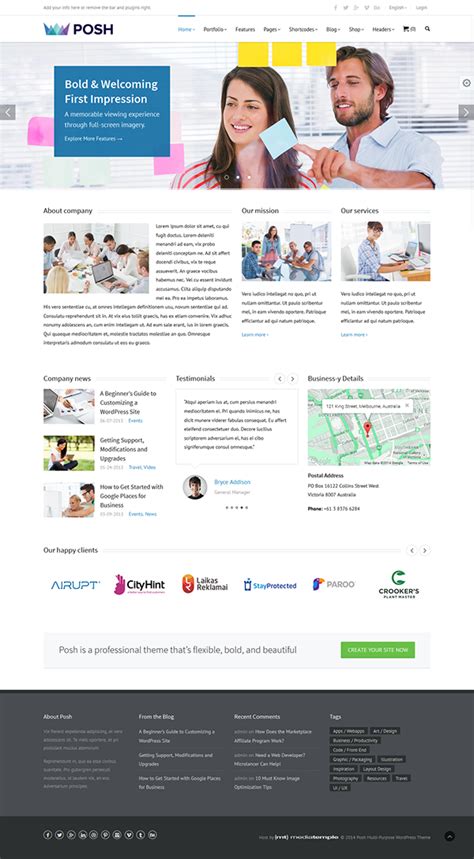 Posh Multi Purpose Wordpress Theme On Behance