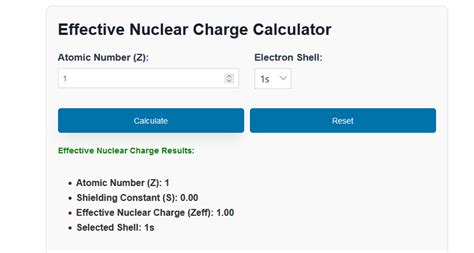 Effective Nuclear Charge Calculator
