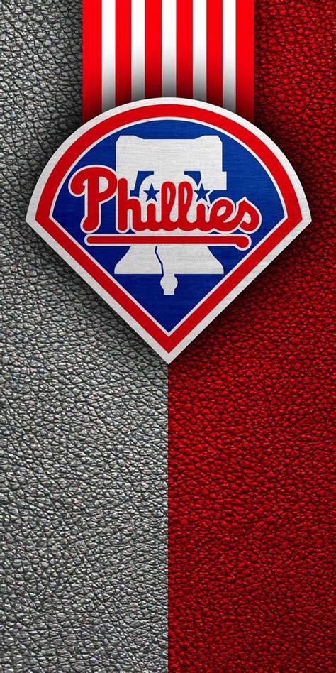 The Philadelphia Phillies Logo Is Shown In Red White And Blue On An