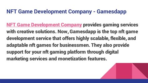 PPT NFT Gaming Development Company PowerPoint Presentation Free