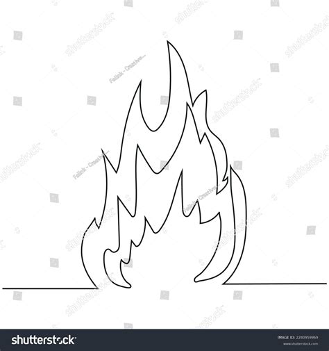 Continuous Line Fire One Line Drawing Stock Vector Royalty Free