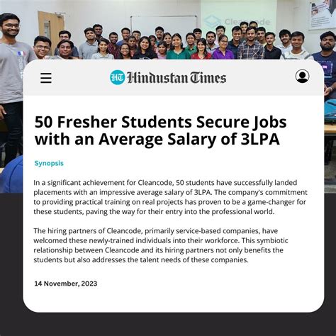 Placement Report Choose Cleancode For Best Job Placements